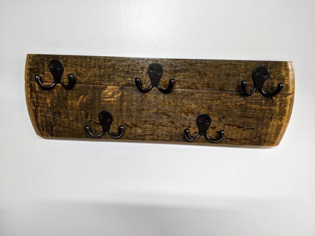 Bourbon Barrel Top Coat Rack (10-Key Hooks) - Gambill Woodworking